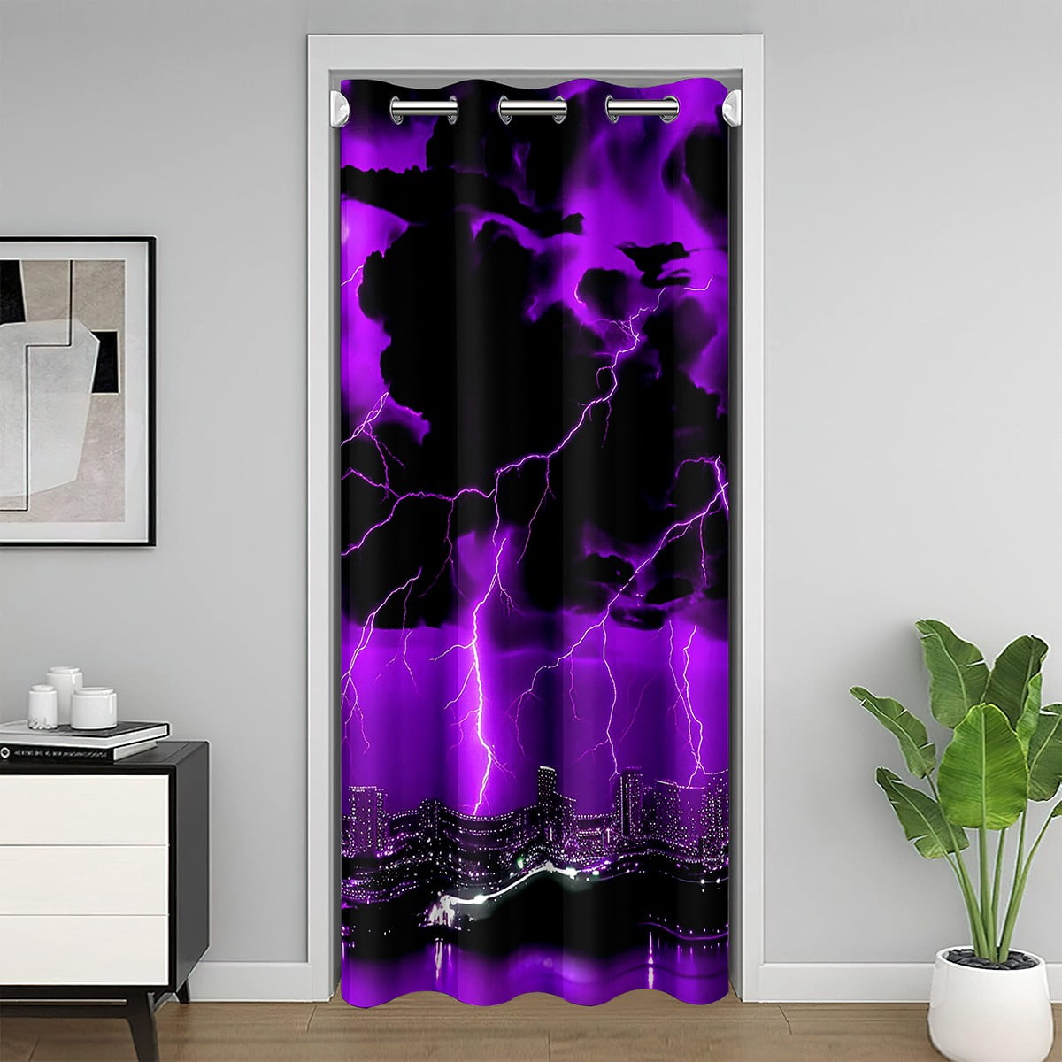 Erosebridal Purple Natural Lightning Door Curtain Panel 59x80, Modern ...