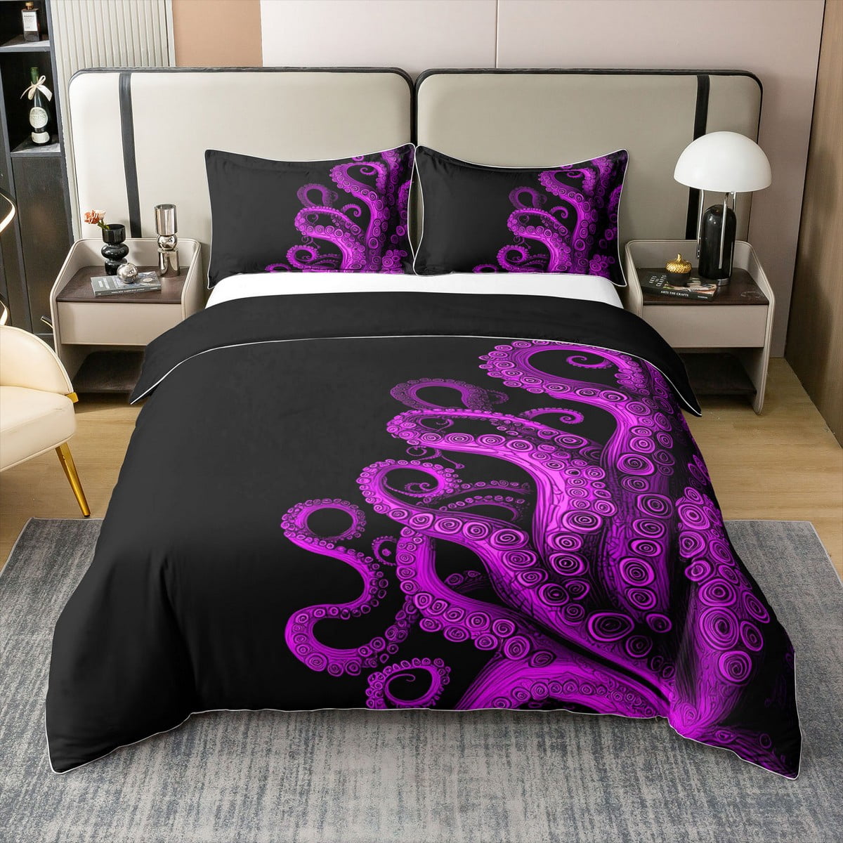 Erosebridal Purple Octopus 100% Cotton Duvet Cover Full Size,Marine ...