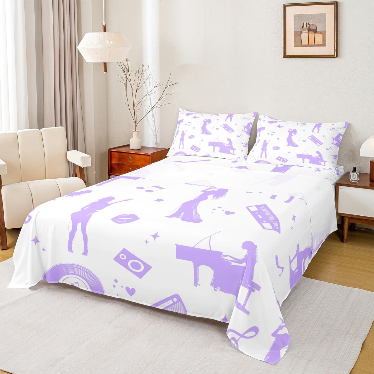 Erosebridal Purple Princess King Sheet Sets, Rock and Roll Bed Sheets ...