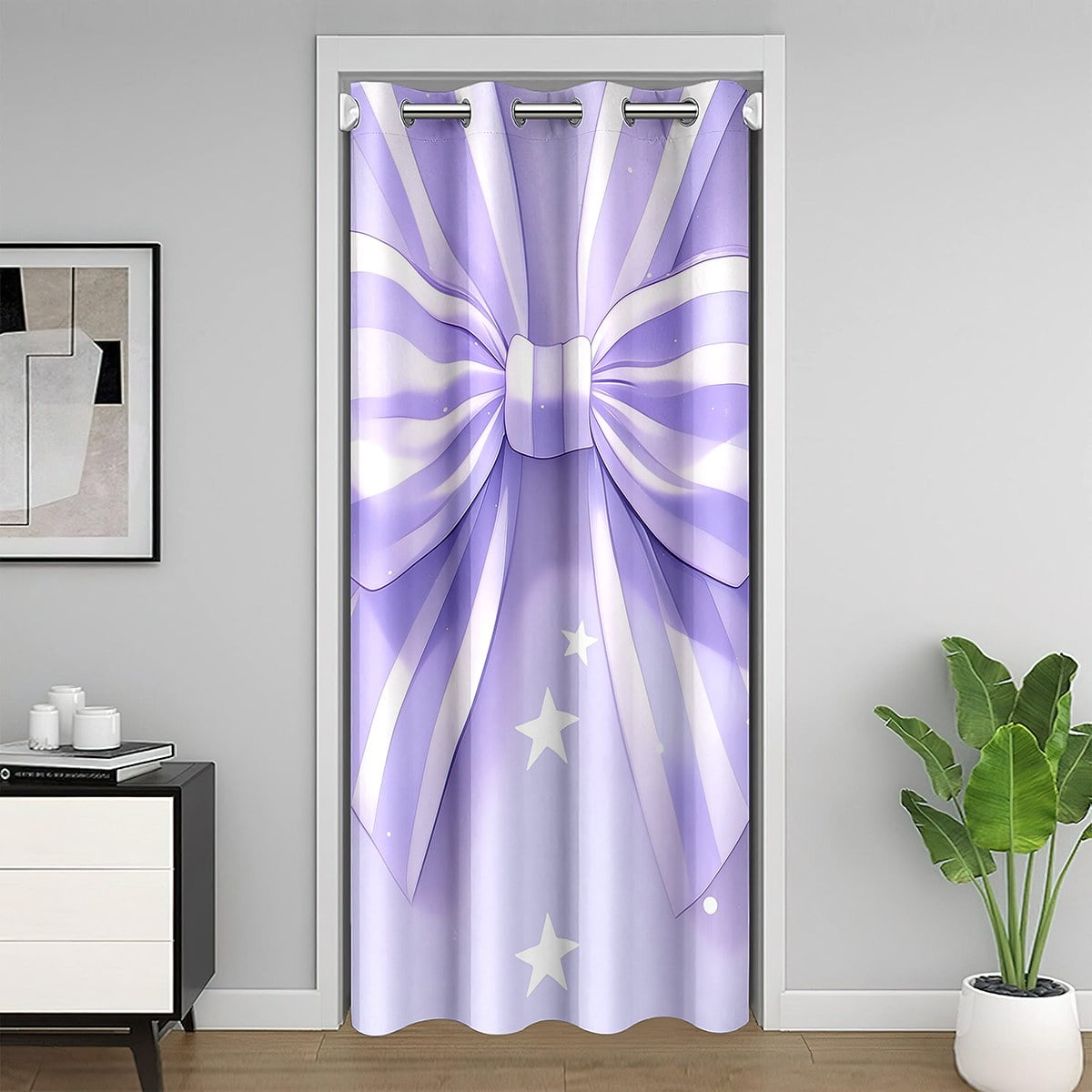Erosebridal Purple Ribbon Door Curtain For Door Window 42x80, Bowknot ...