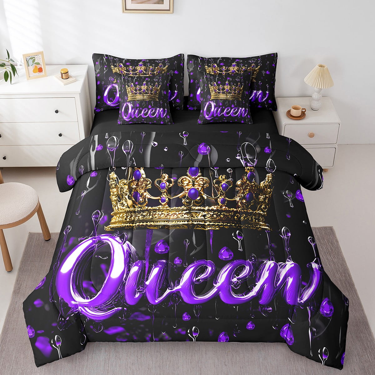 Erosebridal Queen Crown Bedding Sets Full Size,Bohemian Baroque Bedding ...