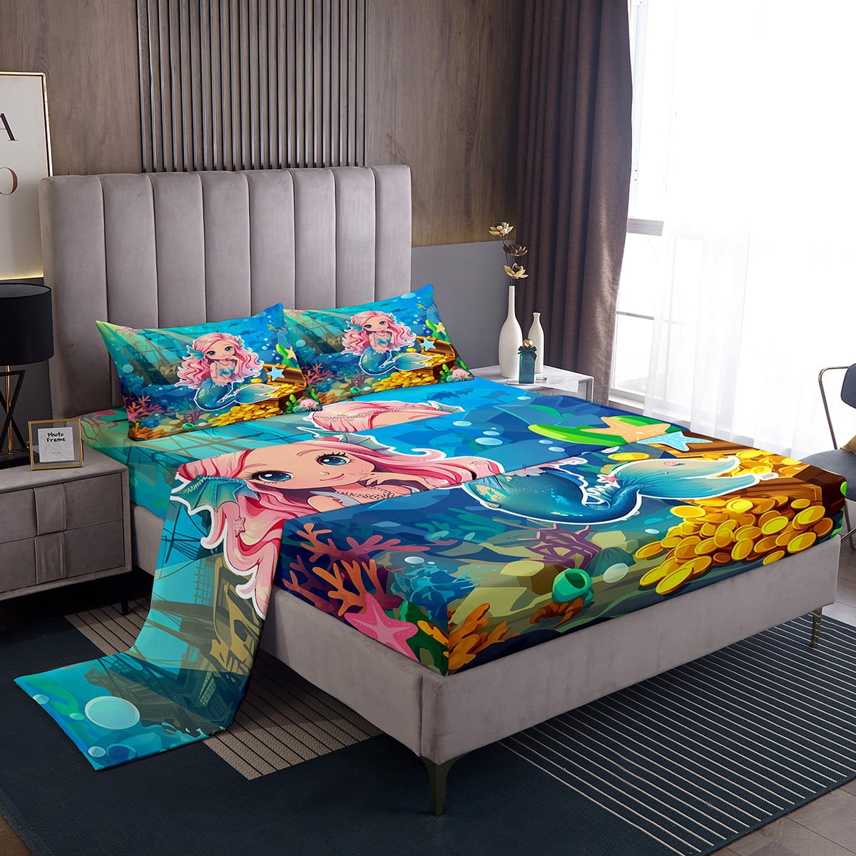 Erosebridal Queen Mermaid Bed Set ,Kawaii Mermaid Princess Bedding Set ...