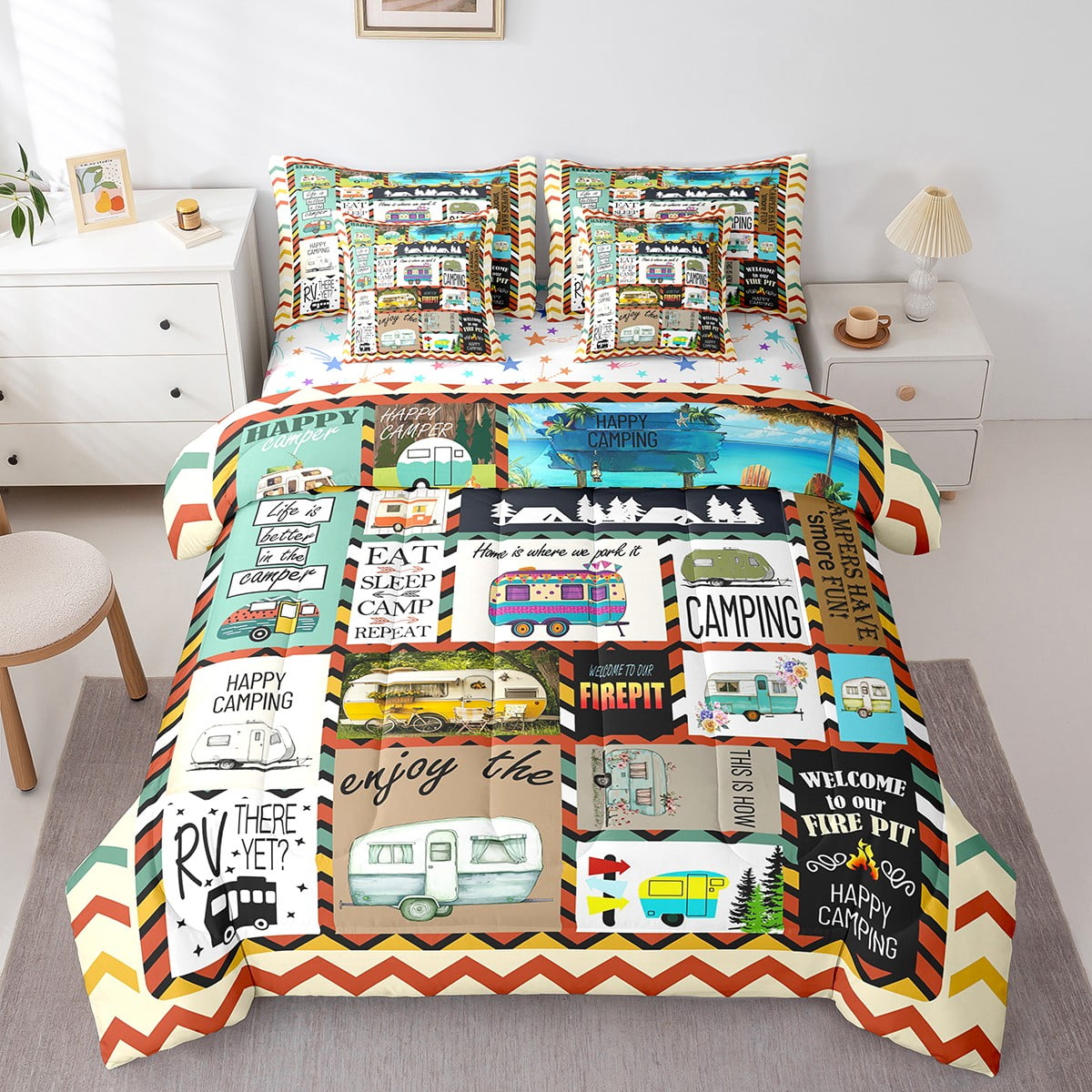 Erosebridal RV Camper Bedding Sets Queen Size, Camping Car Petchwork ...