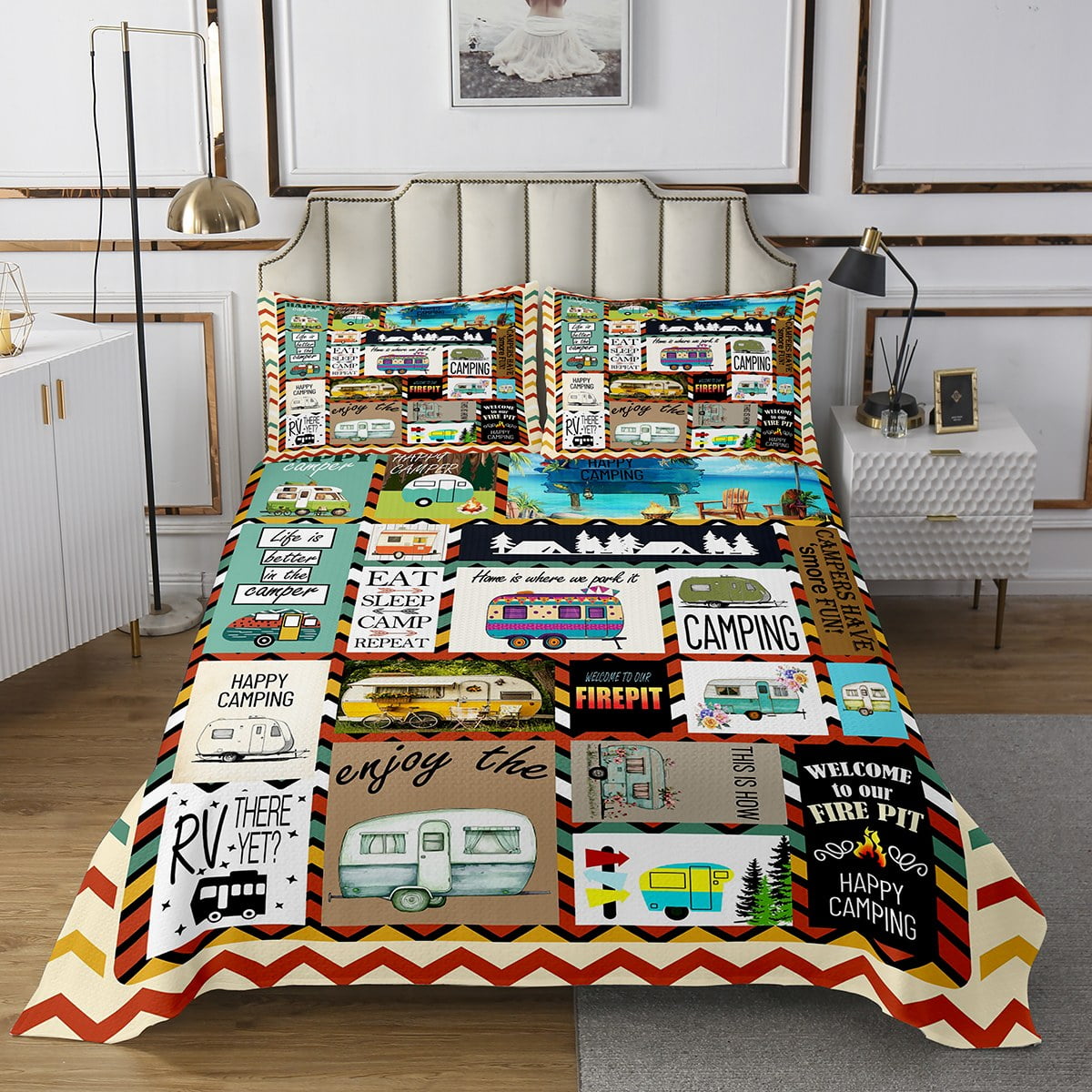 Erosebridal RV Camper Quilt Sets for Queen Size Bed, Camping Car ...