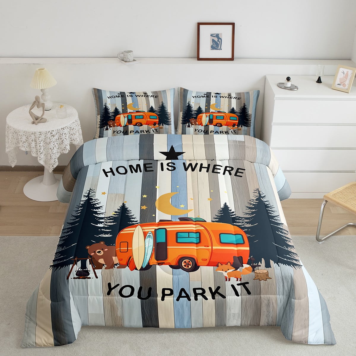 Erosebridal RV Car Bedding Queen Comforter Set, Adventure Truck Down ...