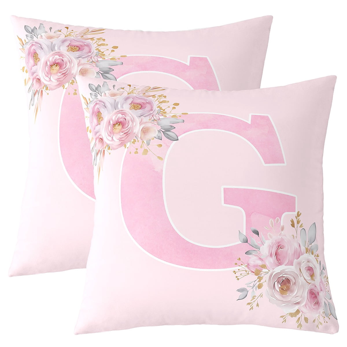 Erosebridal Initial Monogrammed Throw Pillow Covers 22x22 Set of 2 ...