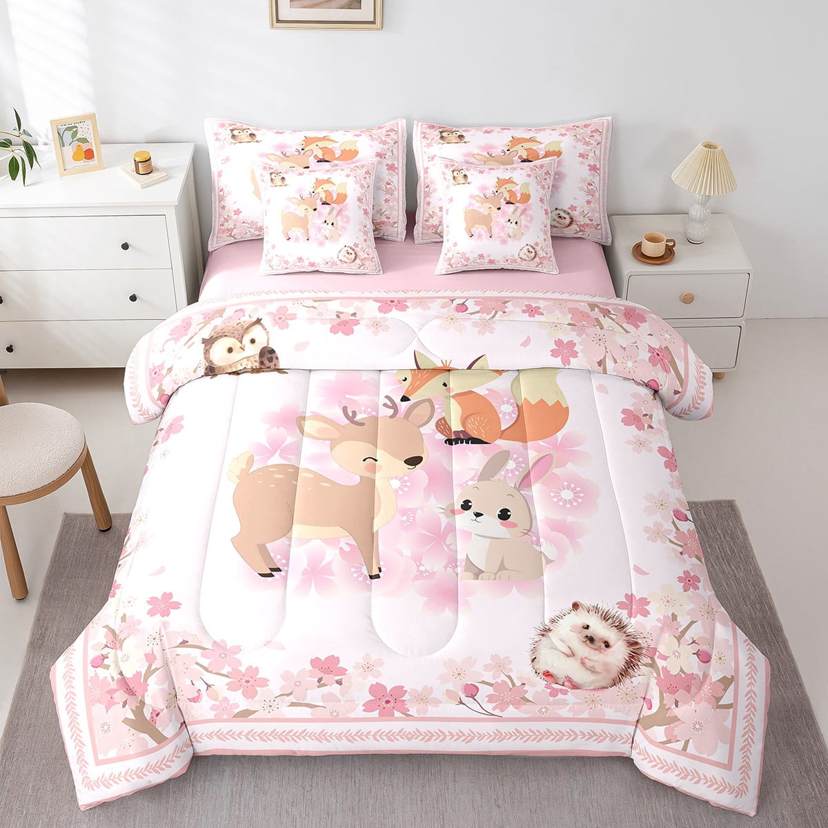 Erosebridal Rabbit Deer Fox Bedding Sets King Size,Animal Hedgehog Bed ...