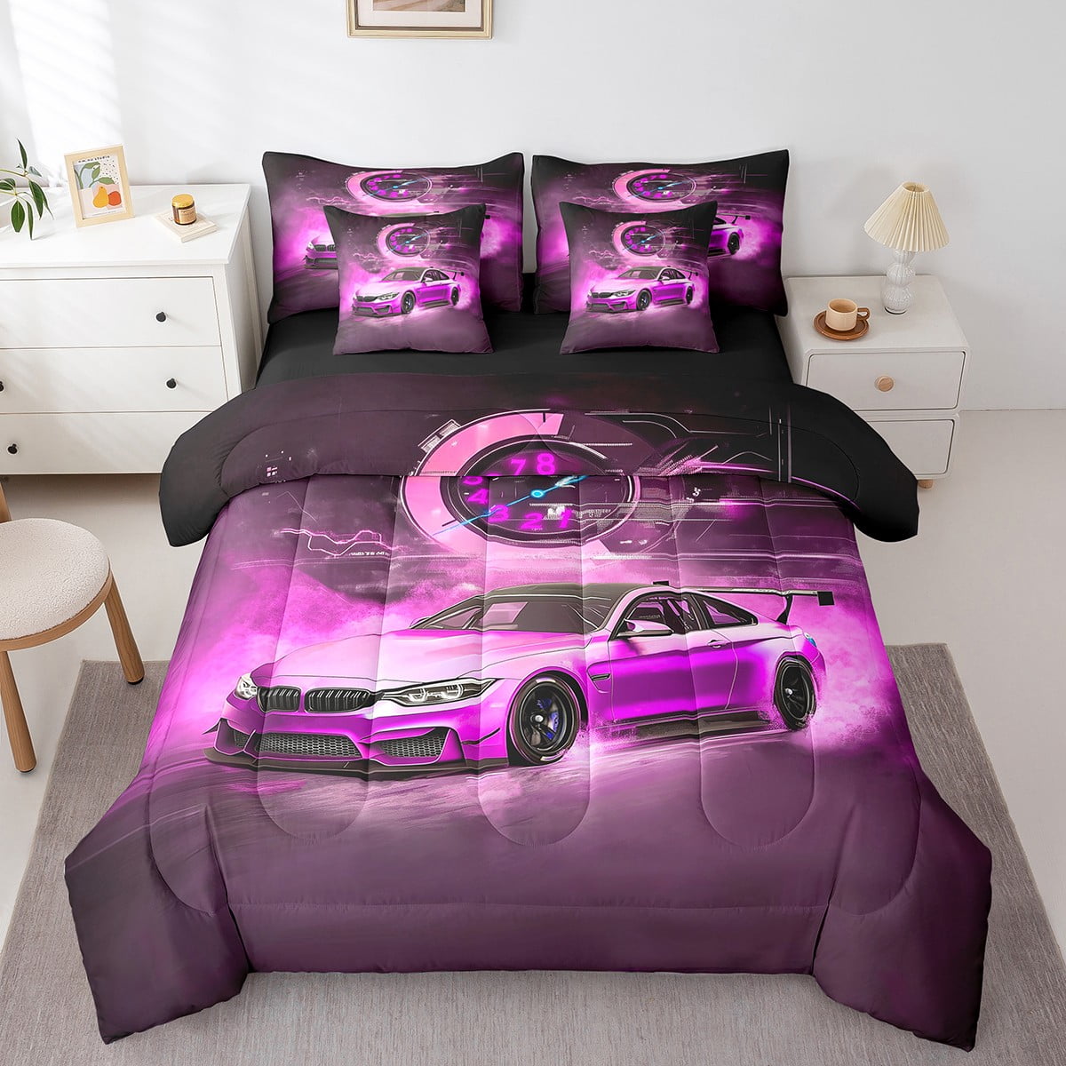 Erosebridal Race Car Bed in a Bag Queen size,Fast Car Bedding Queen ...