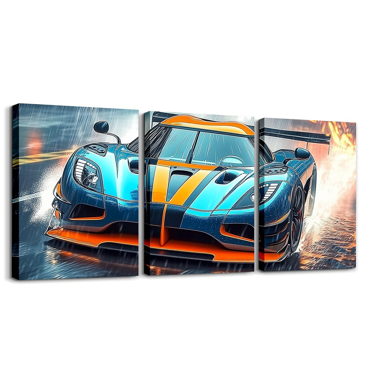 Erosebridal Race Car Canvas Wall Art Living Room, Extreme Sports Framed ...