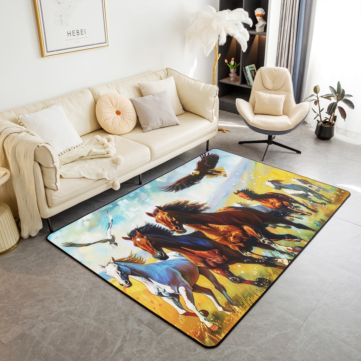 Erosebridal Race Horse Area Rugs For Living Room 6'6" x 4'11 ...