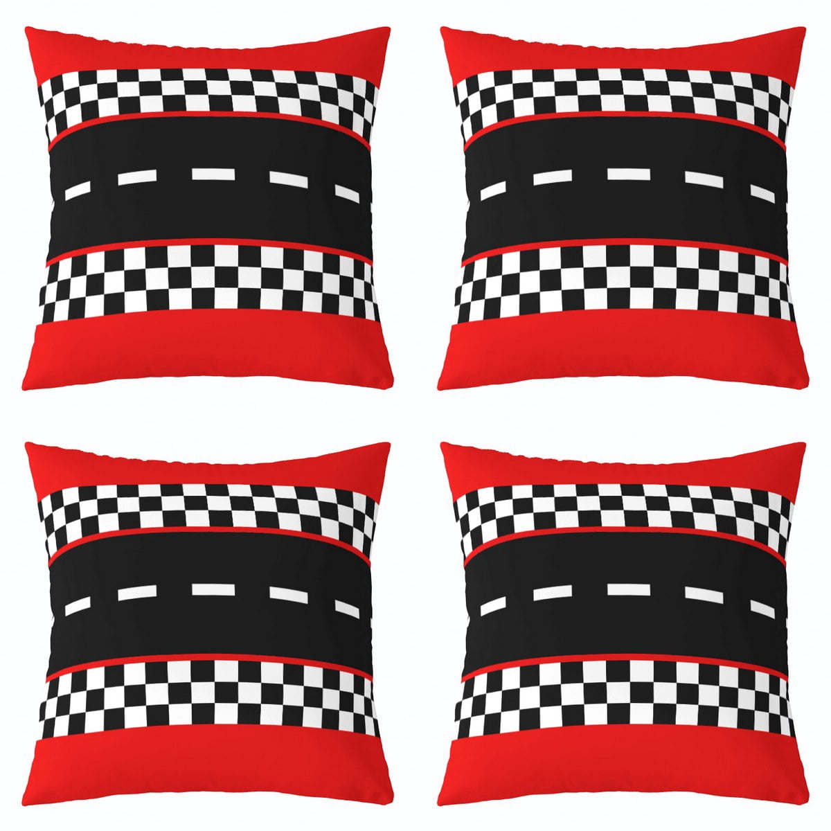 Erosebridal Race Track Cushion Covers for Sofa Set of 4,Balck Checkered ...