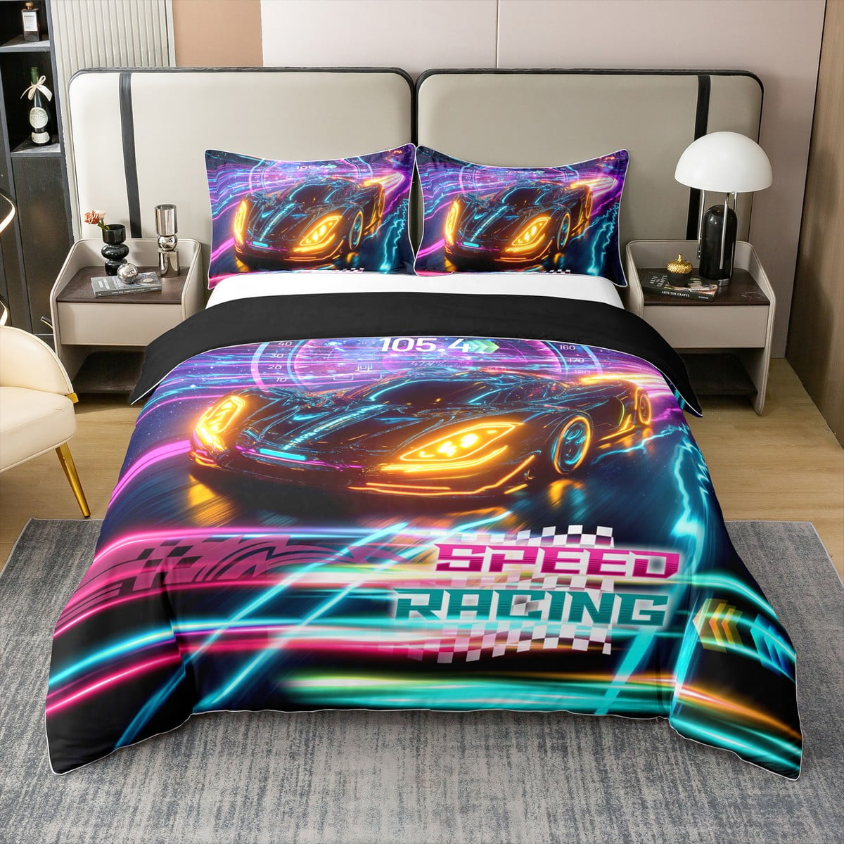Erosebridal Racing Car Bedding Set Queen Size Teens Bedroom Room Decor ...