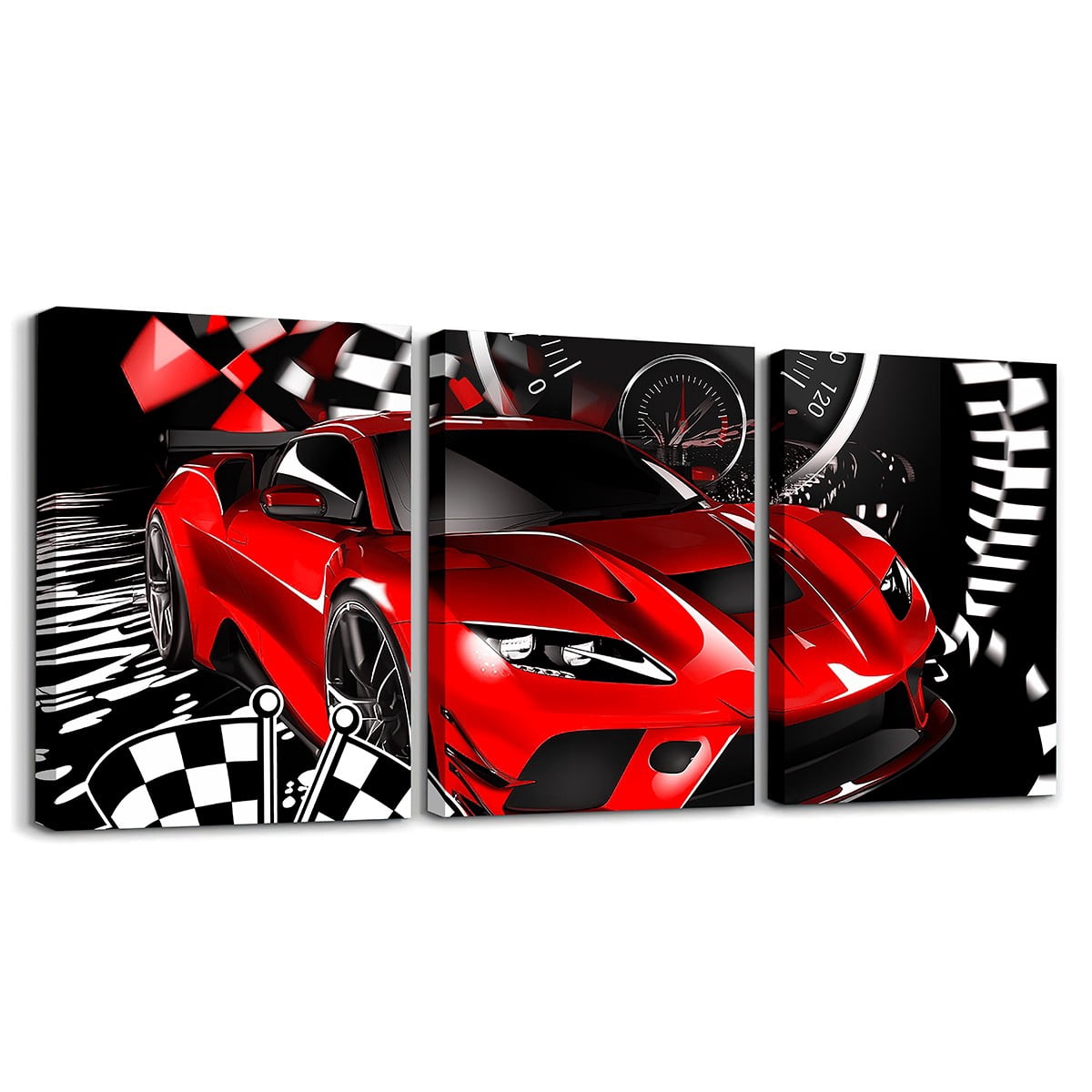 Erosebridal Racing Car Canvas Wall Art for Bedroom for Teens Men, Red ...