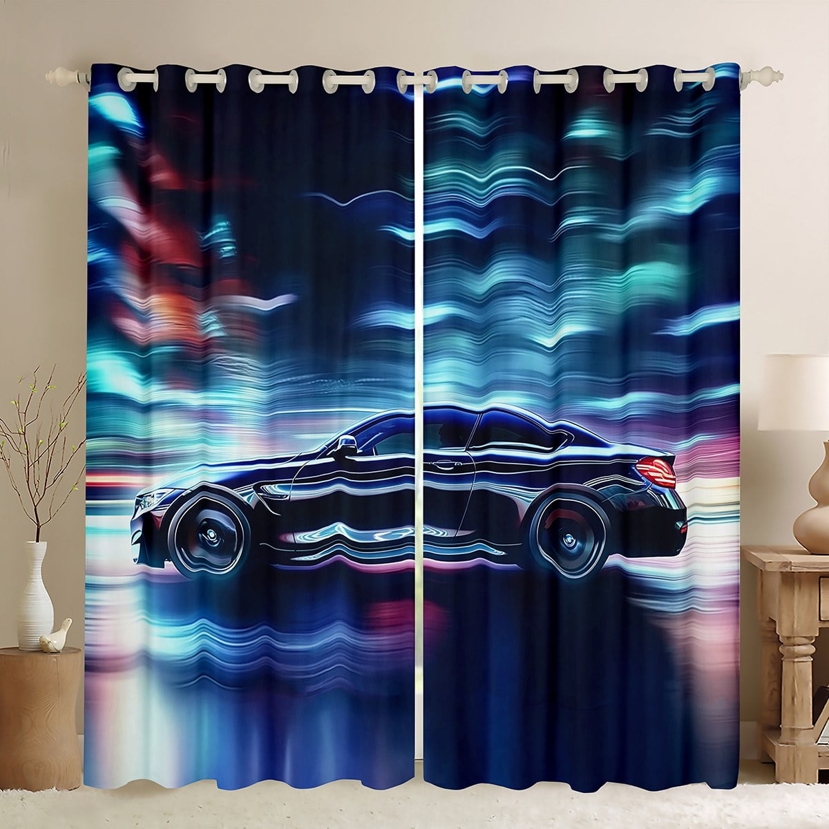 Erosebridal Racing Car Curtains for Living Room,Extreme Sports Curtains ...