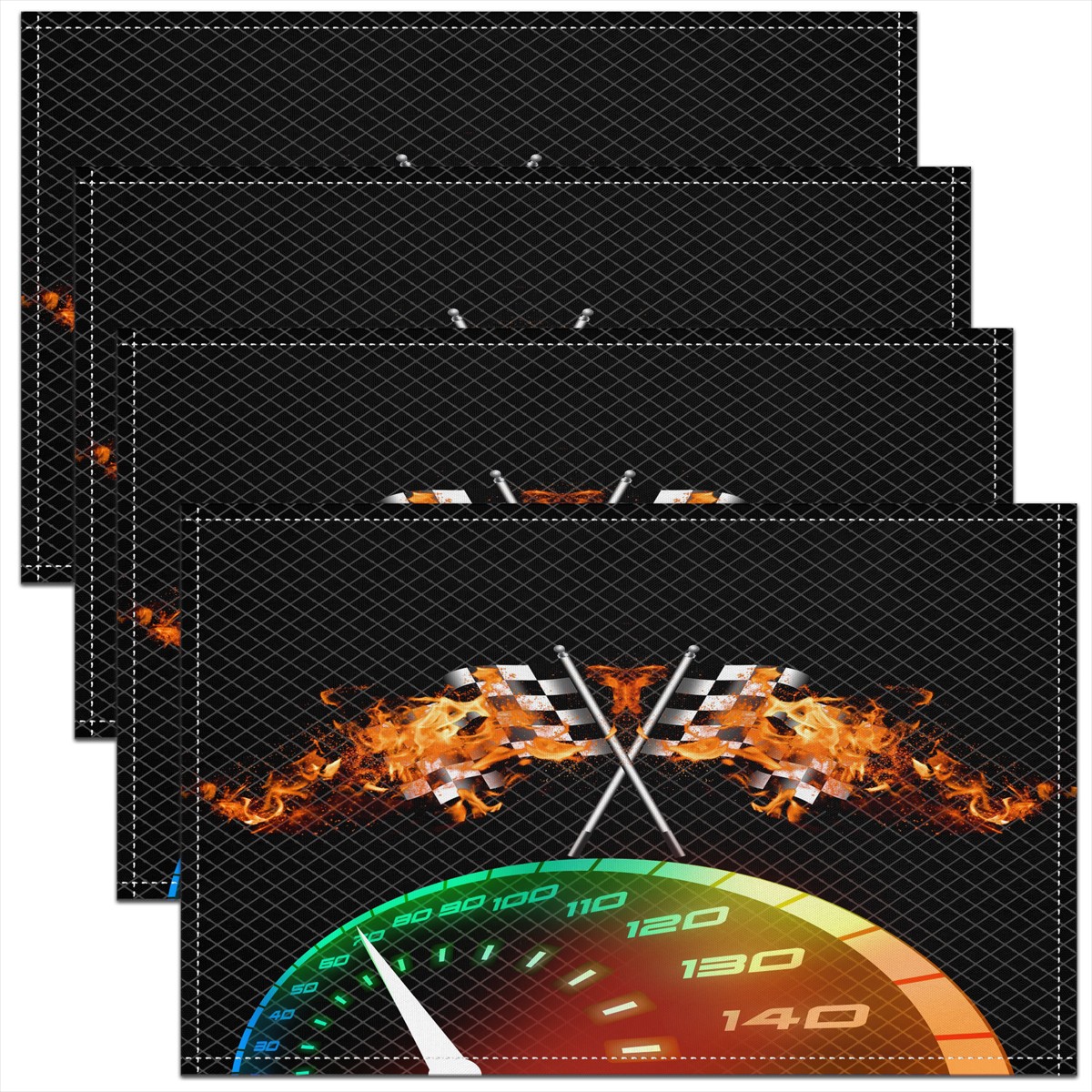 Erosebridal Racing Car Placemats Set of 4 12"x18",Racing Flags Table ...
