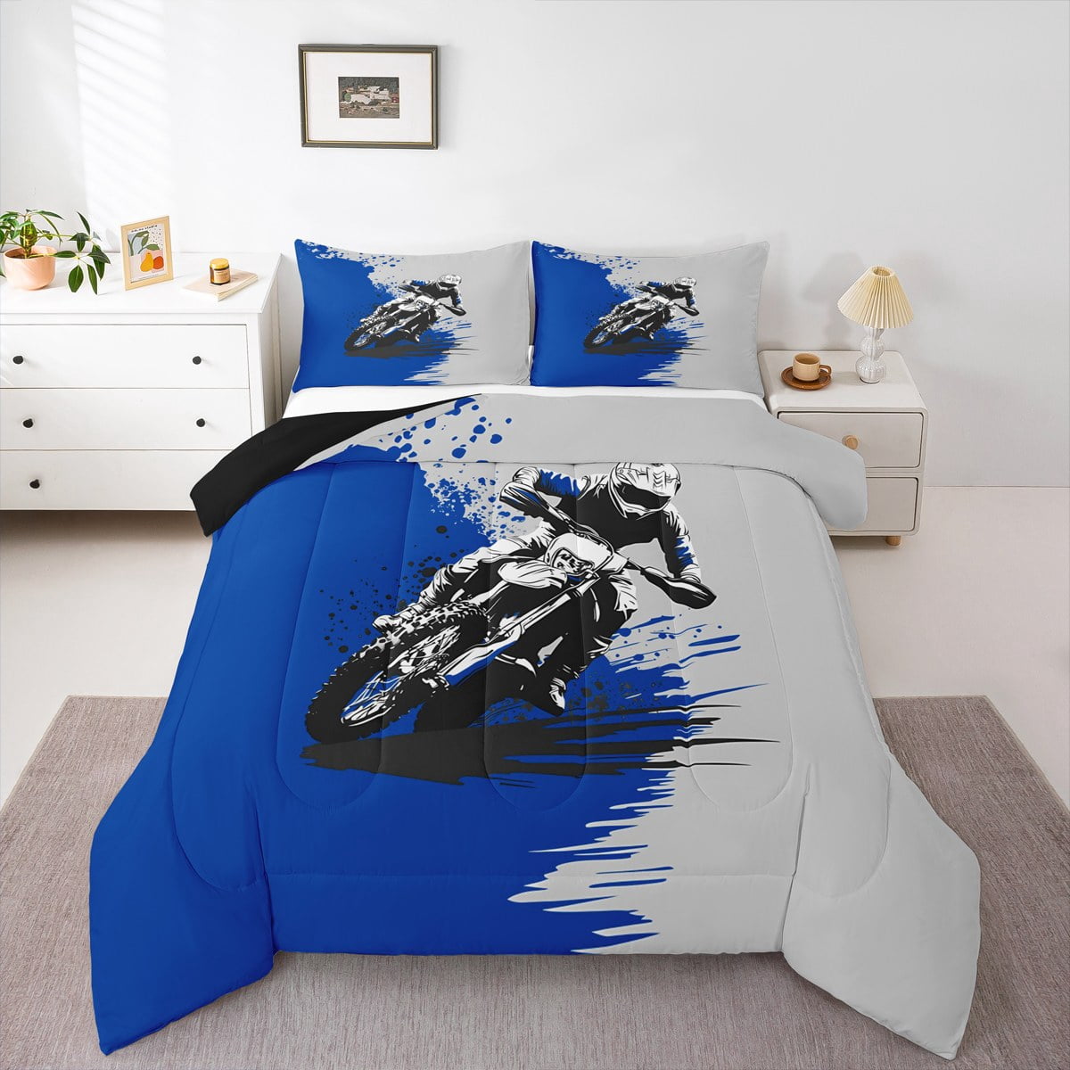 Erosebridal Racing Motocross Bedding King Comforter Set,Extreme Sports ...
