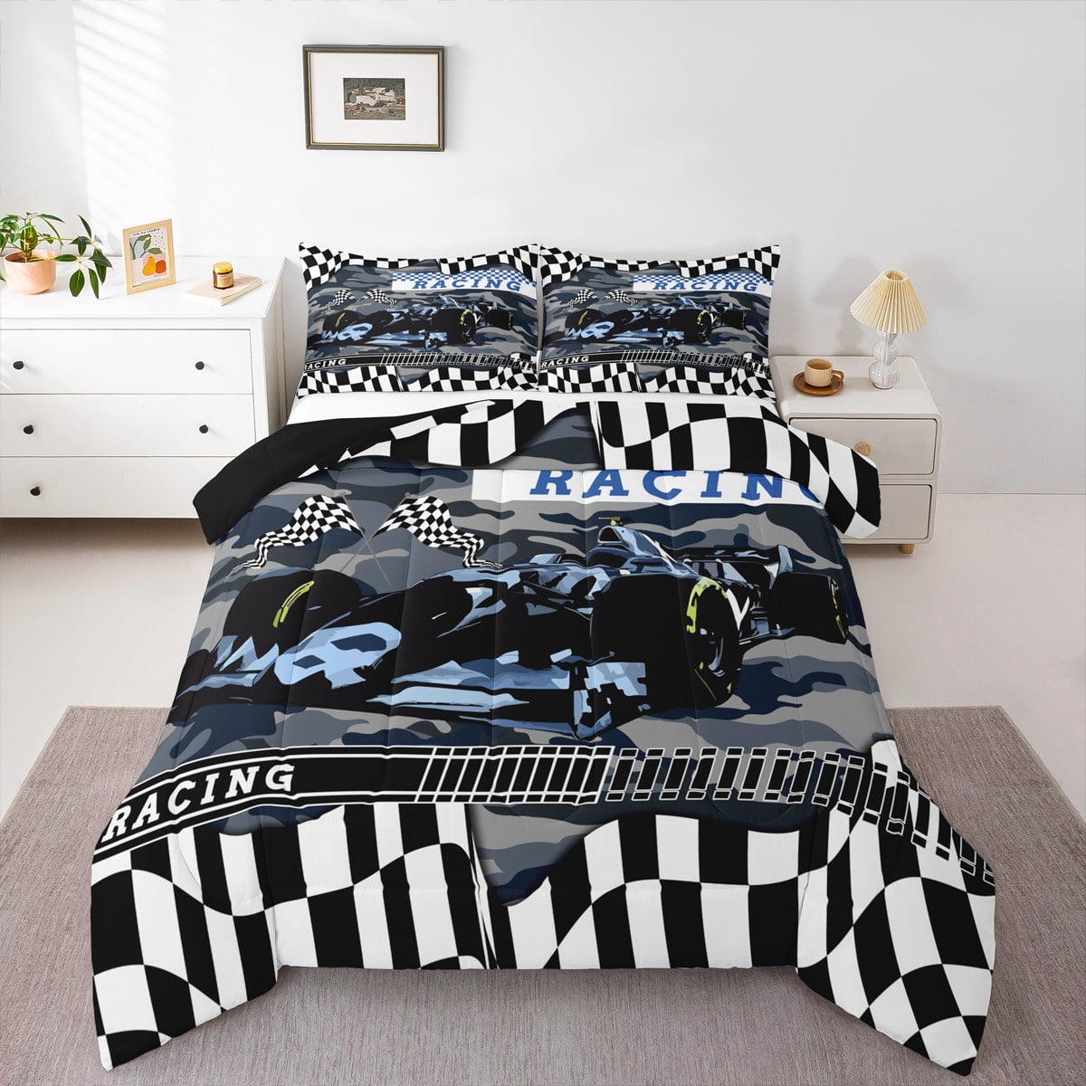 Erosebridal Racing Truck Bedding Full Comforter Set,Retro Camo Down ...