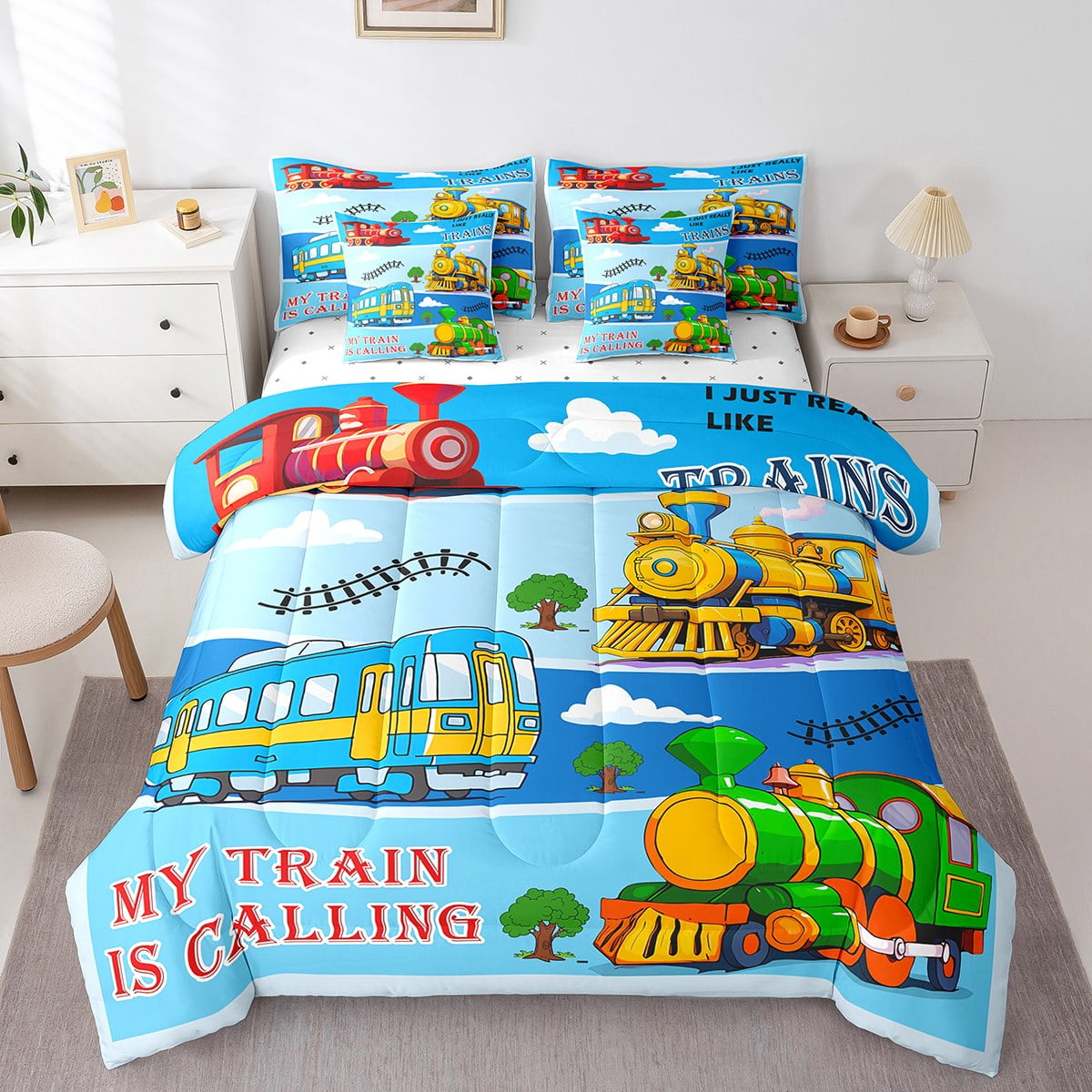 Erosebridal Railyway Train Bed in a Bag Full size,Transportation Theme ...