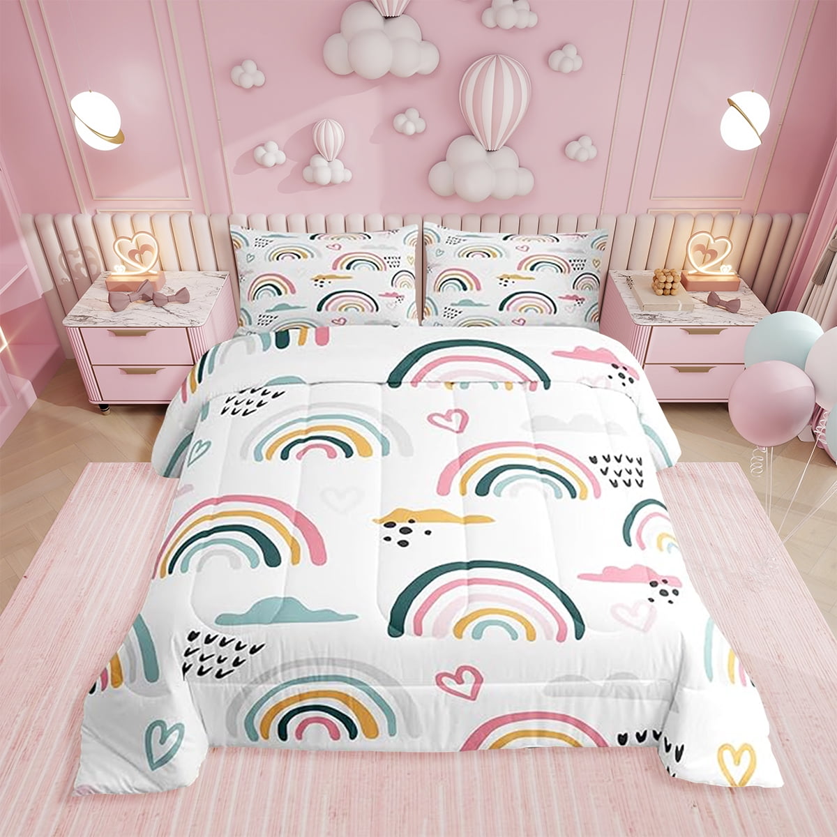 Erosebridal Rainbow Comforter Set Colorful Stripes Bedding Set ...