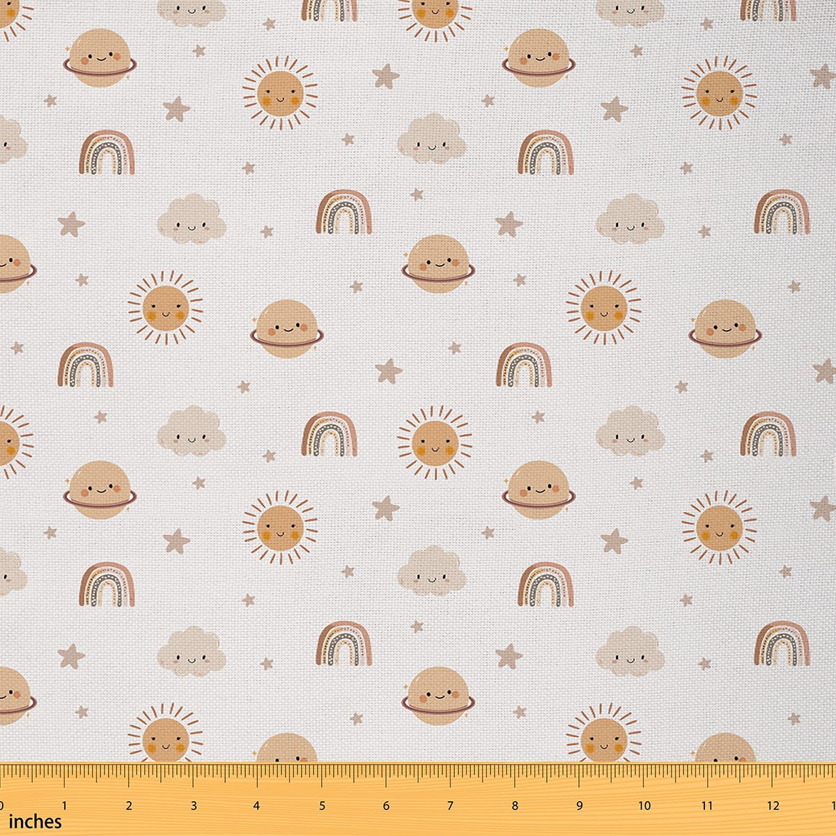 Erosebridal Rainbow Decorative Fabric,Sun and Stars Fabric by the Yard ...