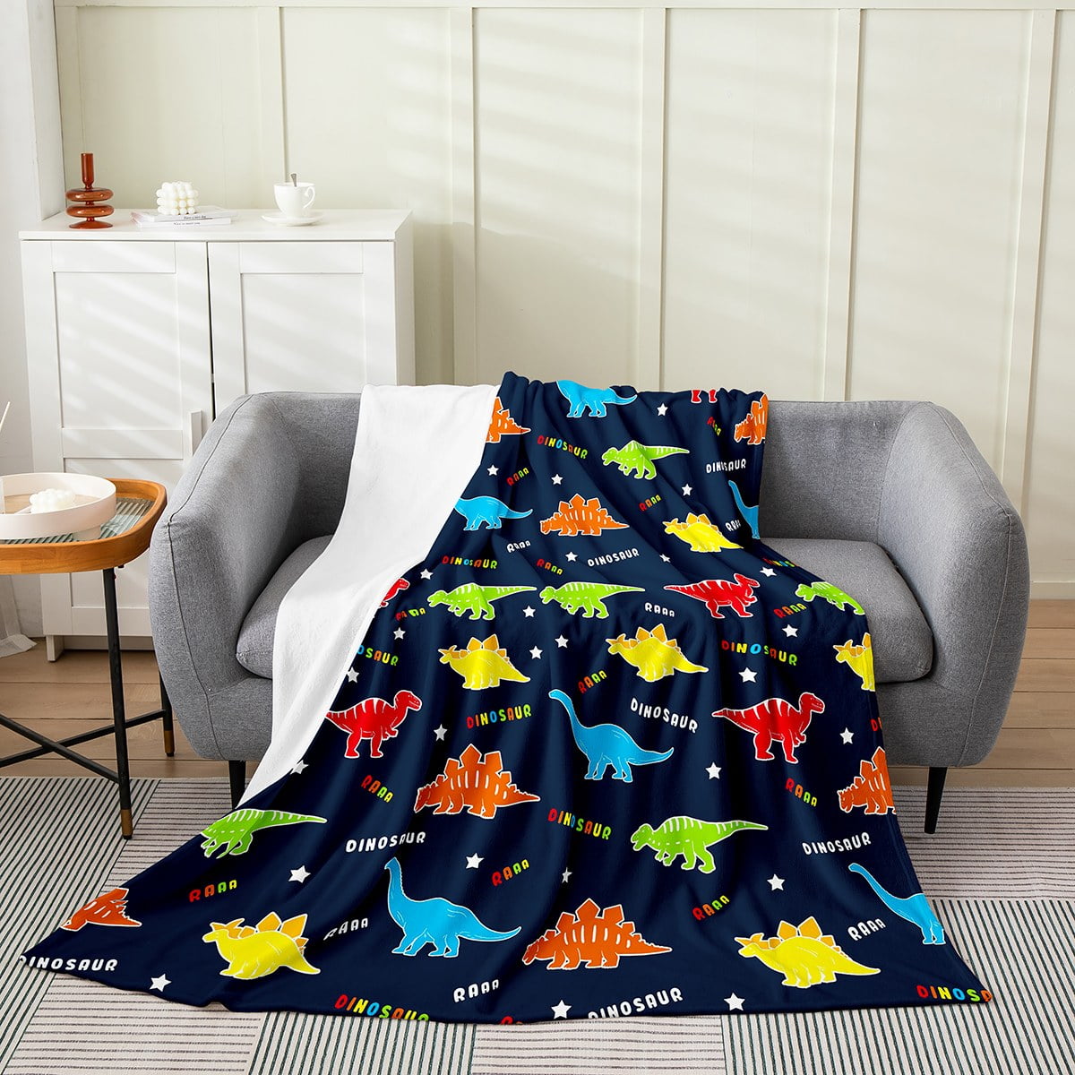 Erosebridal Rainbow Dinosaur Flannel Blanket 60x80, Cartoon Dino Plush ...
