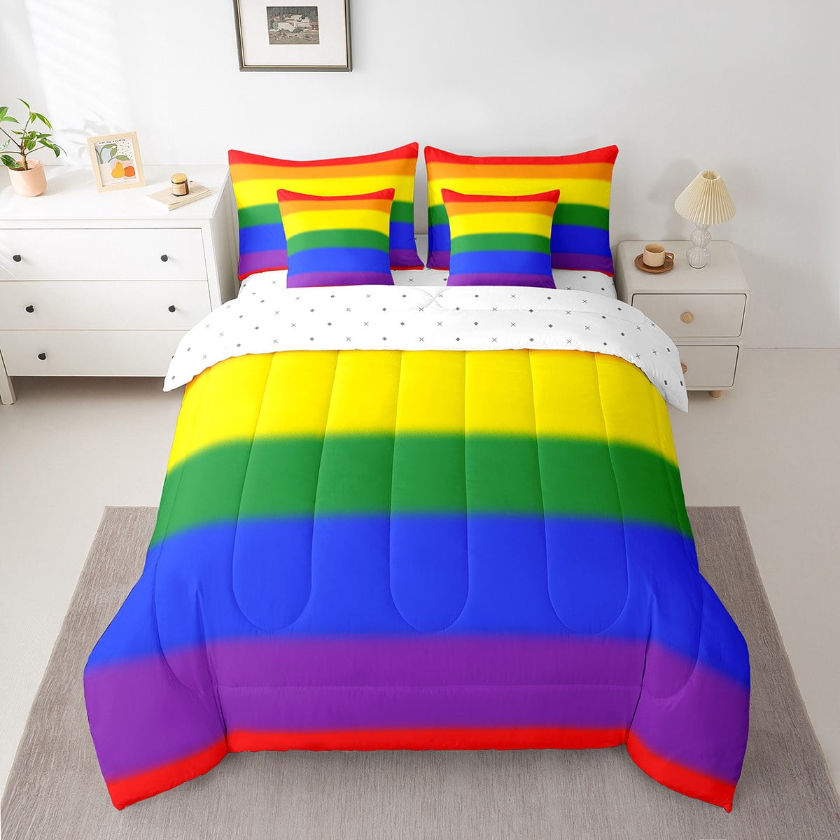 Erosebridal Rainbow Flag Bedding Full Size, Lesbian Bed in a Bag Full ...