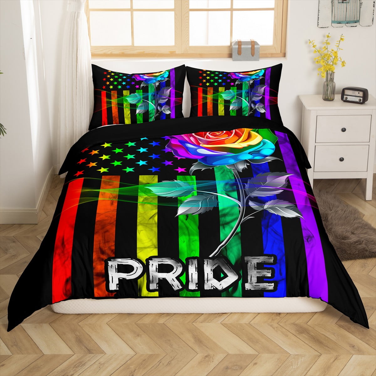 Erosebridal Rainbow Flag Comforter Cover Full, Pride Duvet Cover Full ...