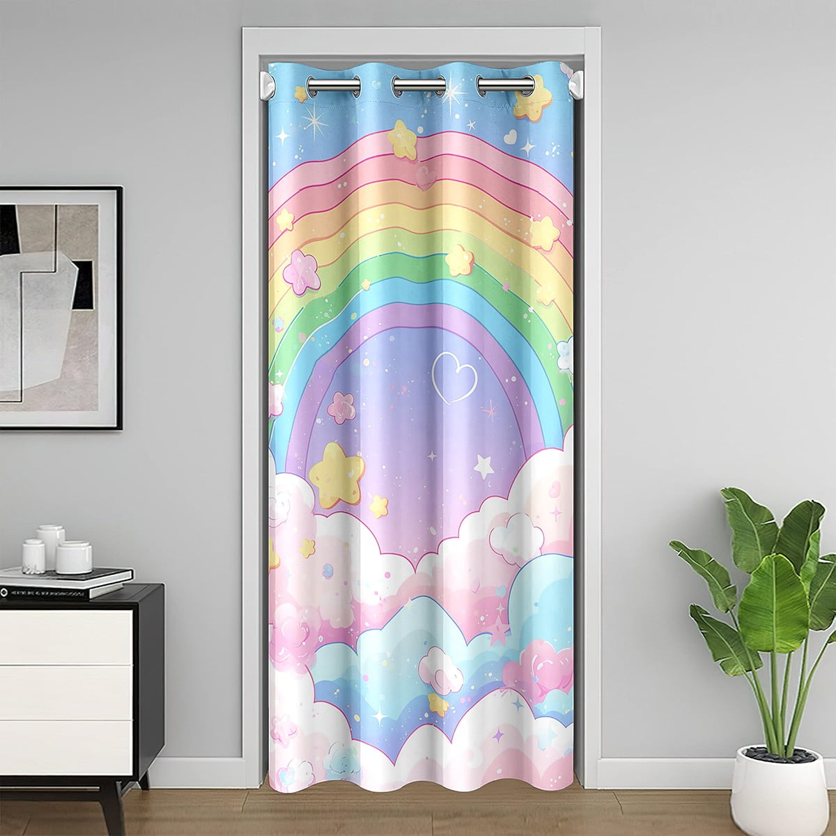 Erosebridal Rainbow Stars Door Curtain Panel 84"x52",Dreamy Princess ...