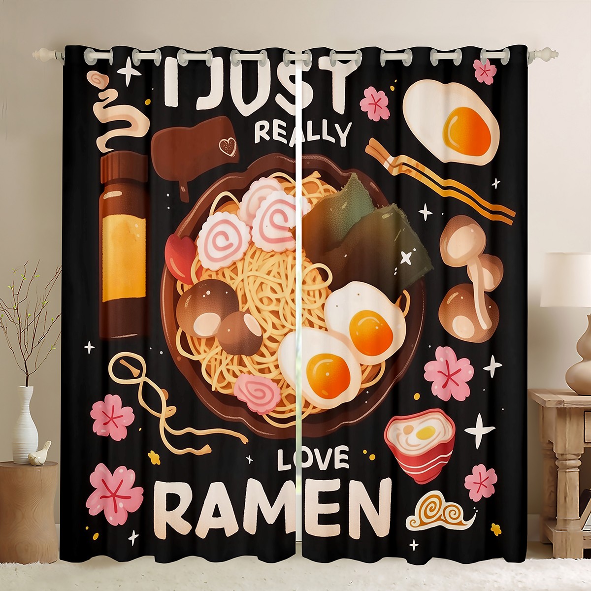 Erosebridal Ramen Noodle Curtains for Bedroom,Japanese Style Curtains ...