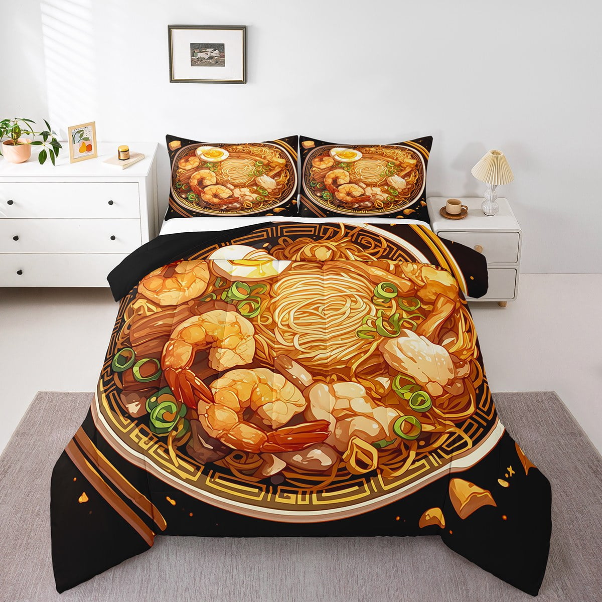Erosebridal Ramen Noodle Full Comforter Set,Japanese Ramen Bedding Set ...