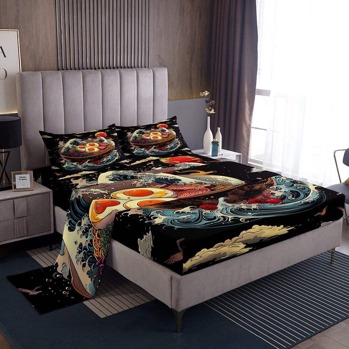 Erosebridal Ramen Noodle King Bedding Set,Japanese Ocean Waves Bed ...