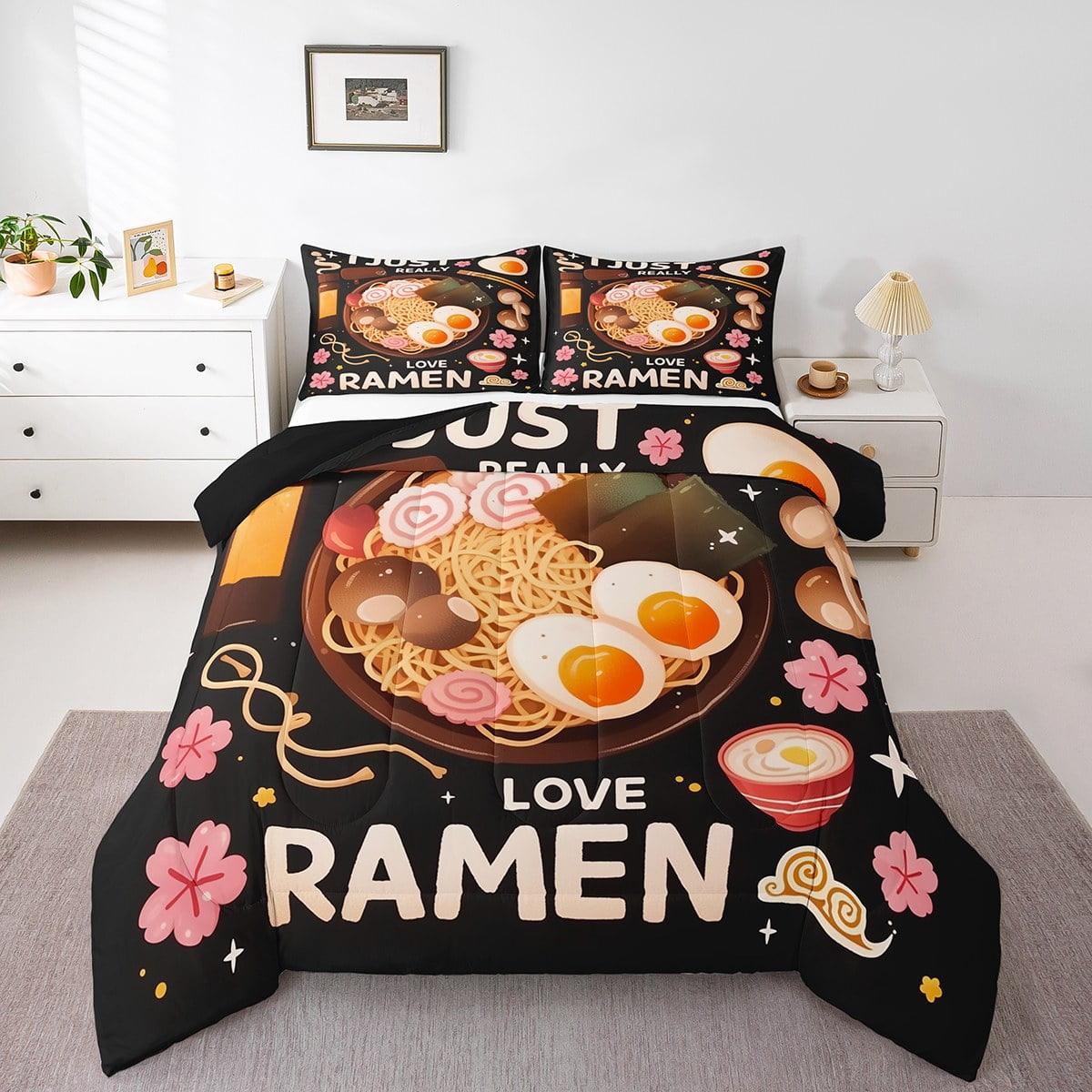 Erosebridal Ramen Noodle Twin Bedding Set,Japanese Style Comforter Set ...