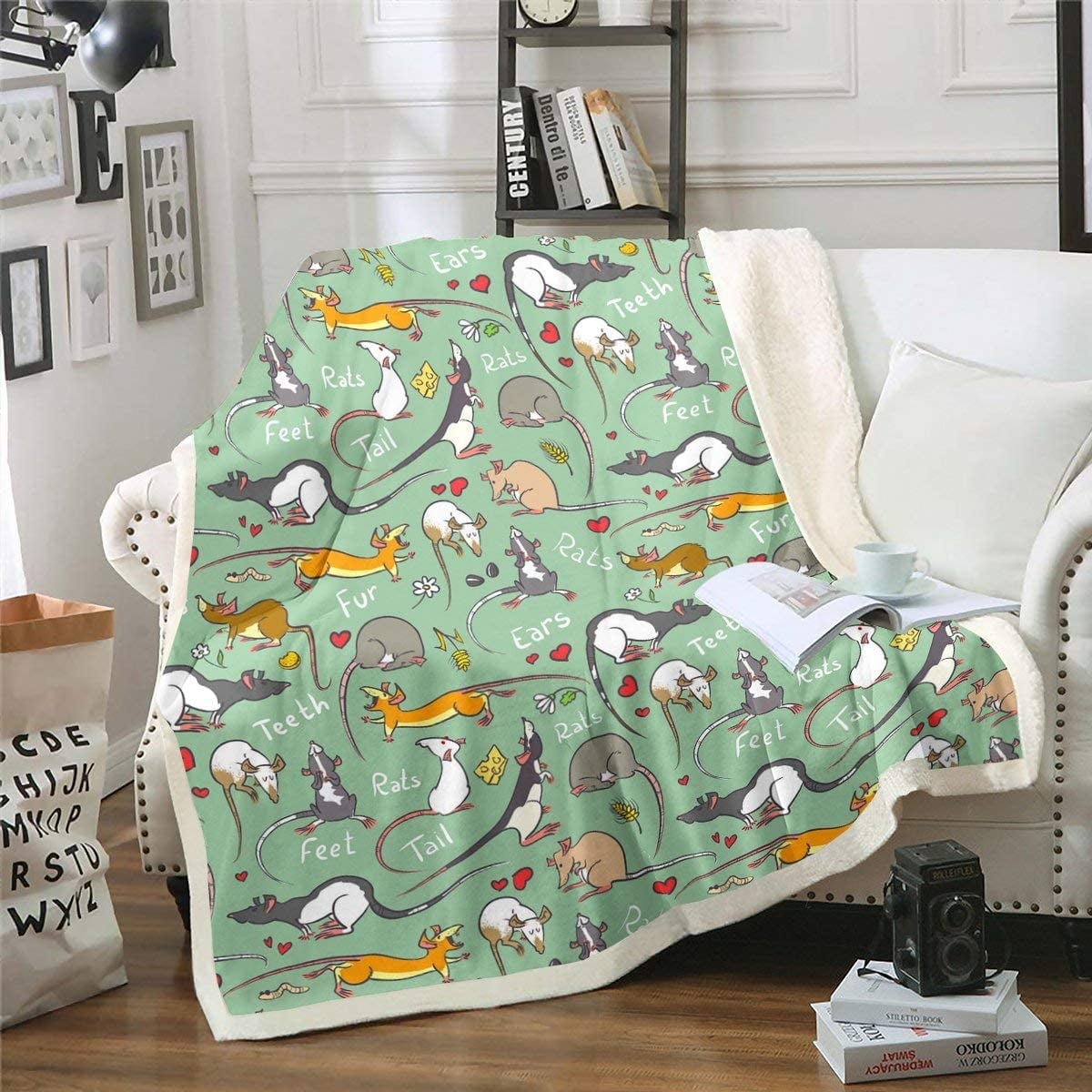 Erosebridal Rat Plush Bed Blanket 40"x50" Mouse Rodents Sherpa Blanket ...
