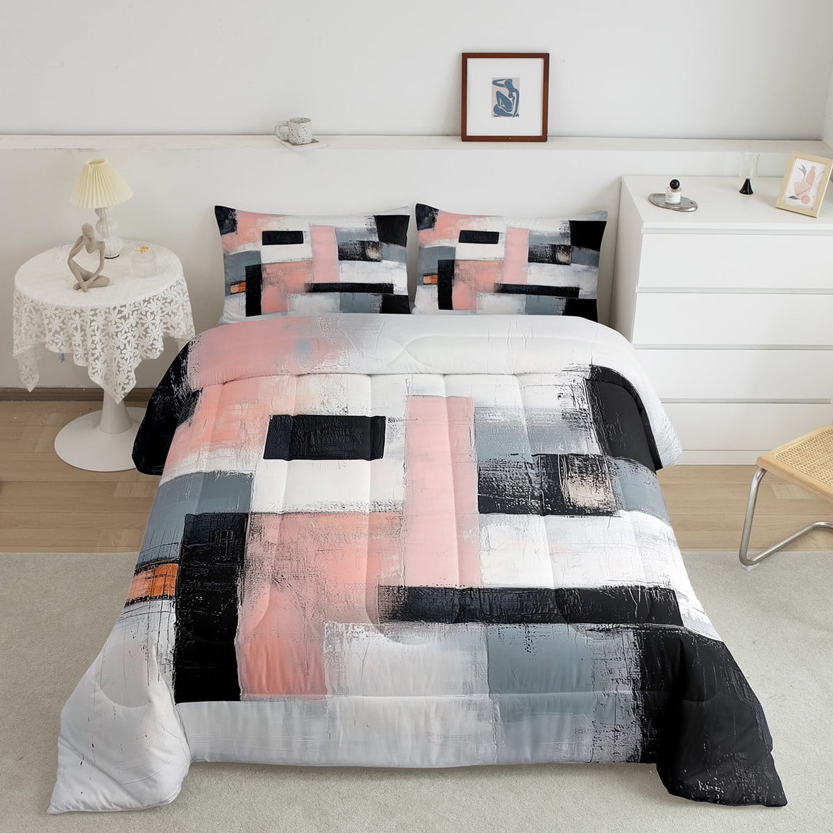 Erosebridal Rectangle Abstract Bedding Sets Full with Comforter, Chic ...