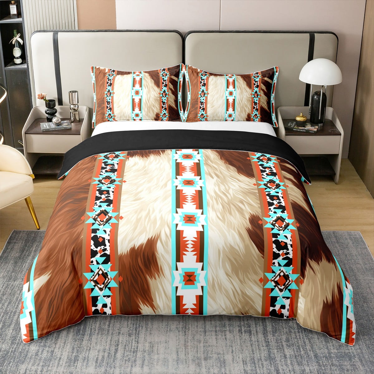 Erosebridal Rectangle Aztec 100% Cotton Duvet Cover King Size, Western ...