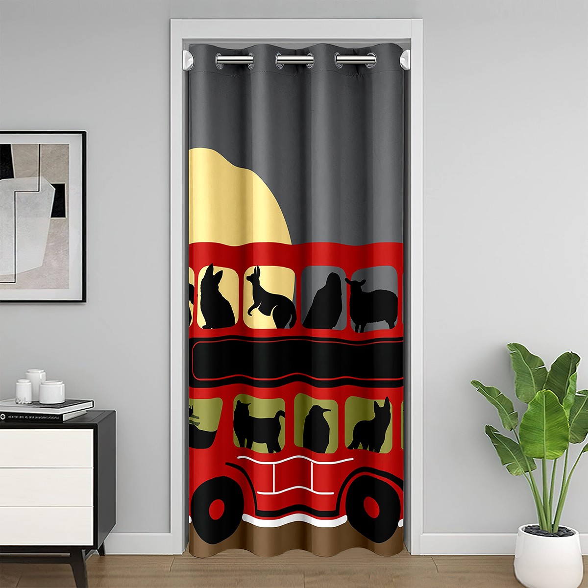 Erosebridal Red Bus Door Curtain For Door Window 52x84, Wildlife Deer ...