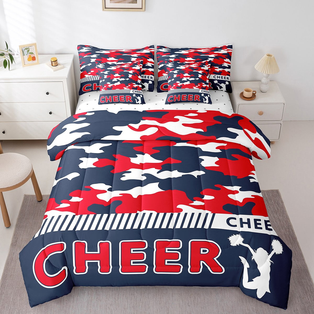 Erosebridal Red Camo Bedding Sets Twin Size,Cheerleading Cheerleader ...