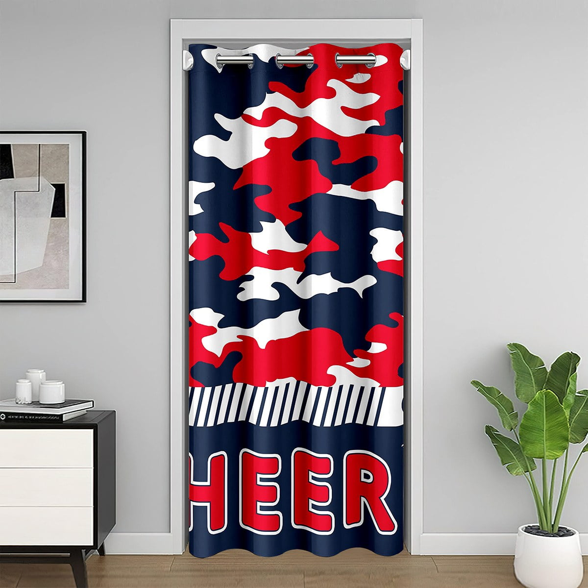 Erosebridal Red Camo Door Curtain Panel 80"x42",Cheerleading ...