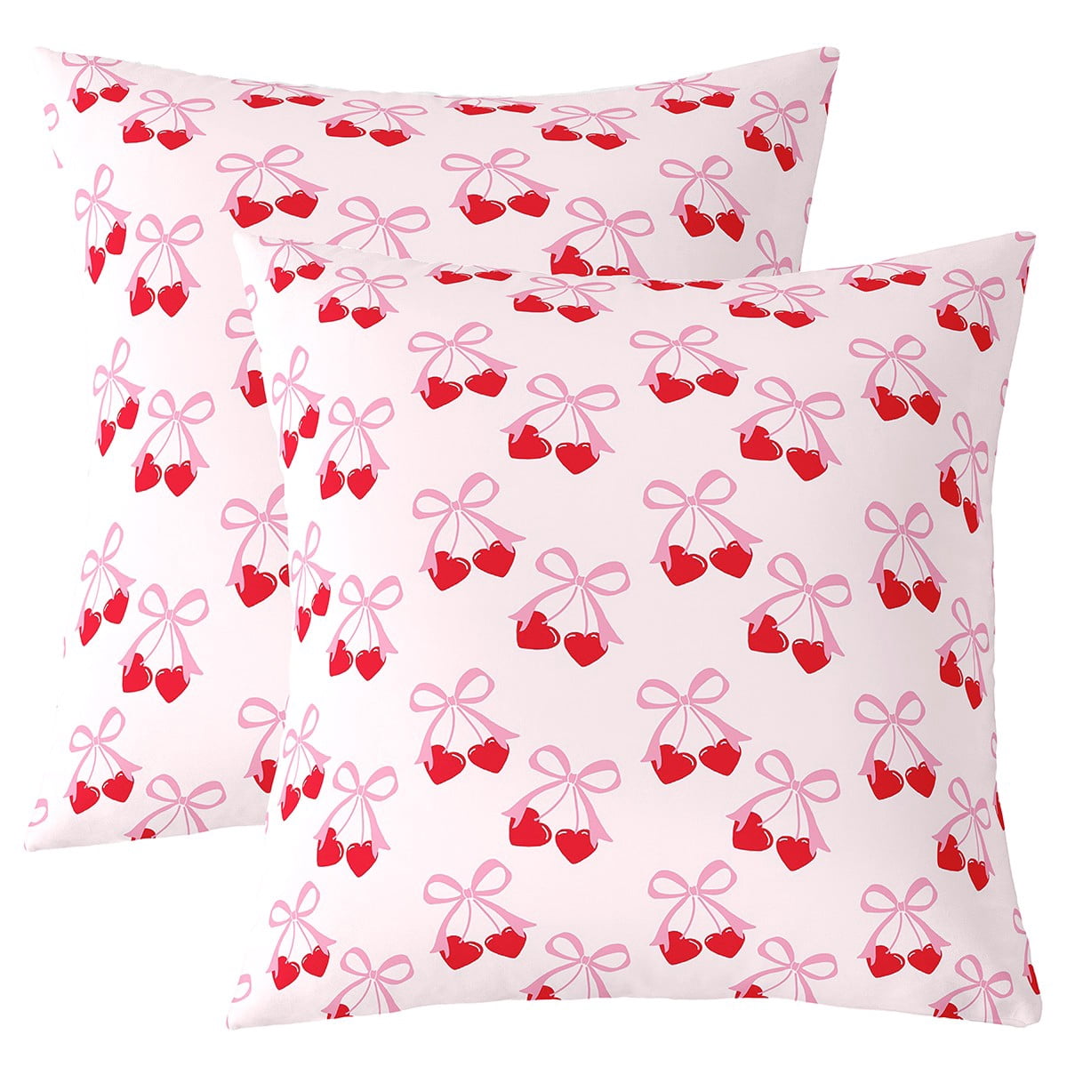 Erosebridal Red Cherry Pillow Cases Set of 2, Girly Bowknot Cushion ...