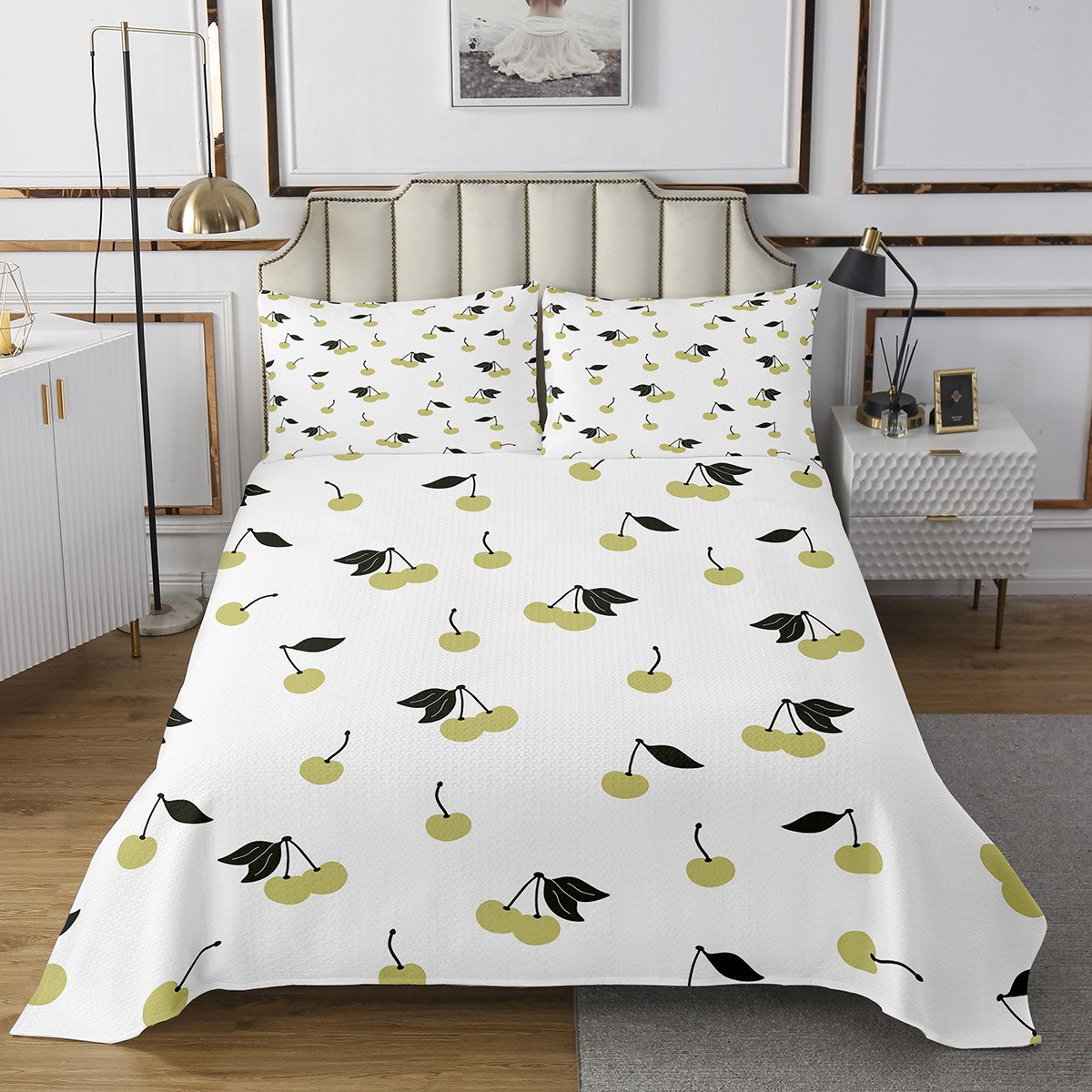 Erosebridal Red Cherry Quilt Sets for King Size Bed, Tropical Fruit Bed ...