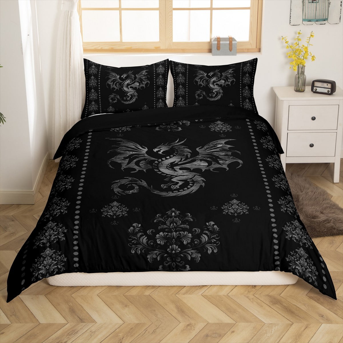 Erosebridal Red Dragon Duvet Cover Full, Tribal Floral Print Bedding Sets Full Size, Bohomian ...
