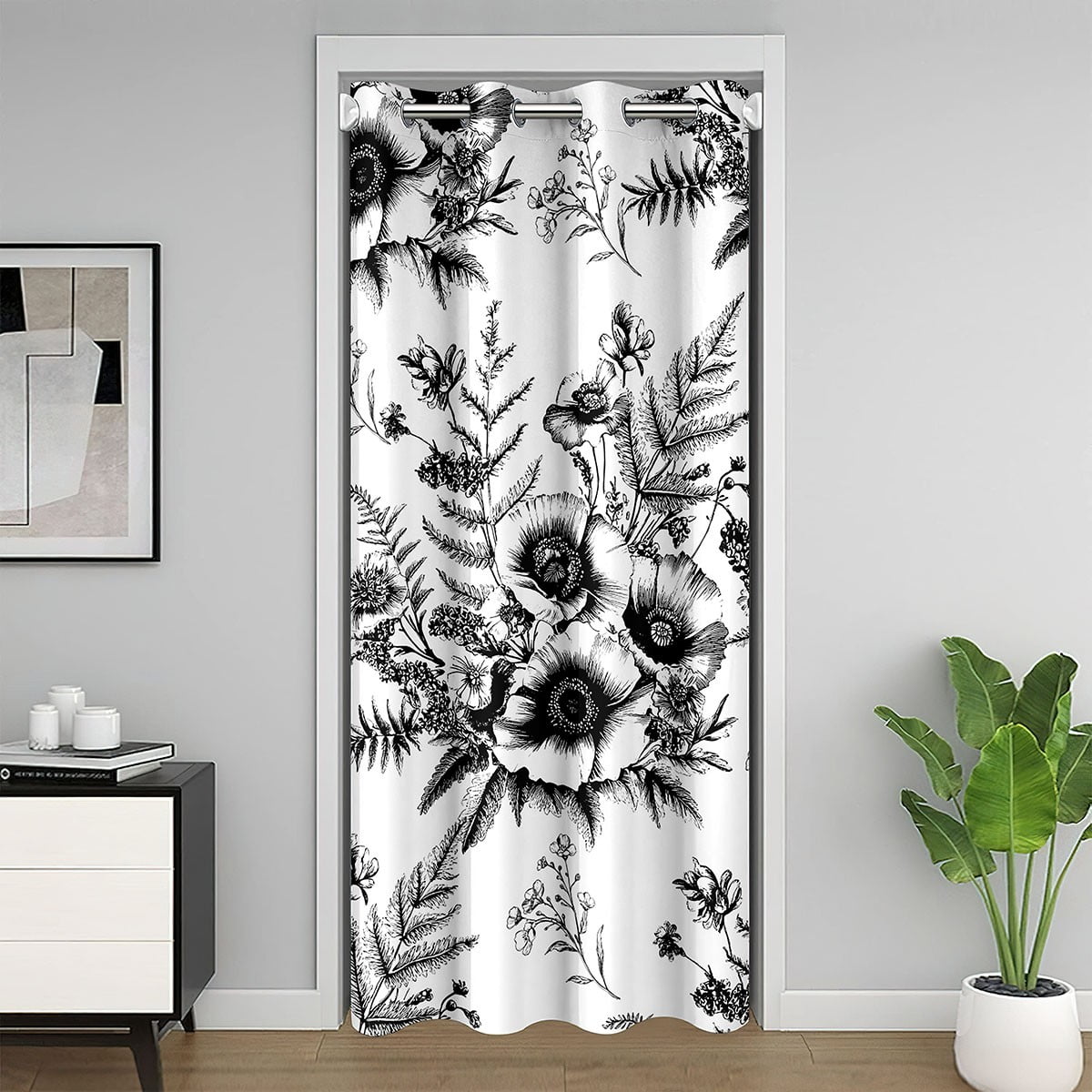 Erosebridal Red Flower Print Door Curtain Panel 34x80, Vintage Fashion ...