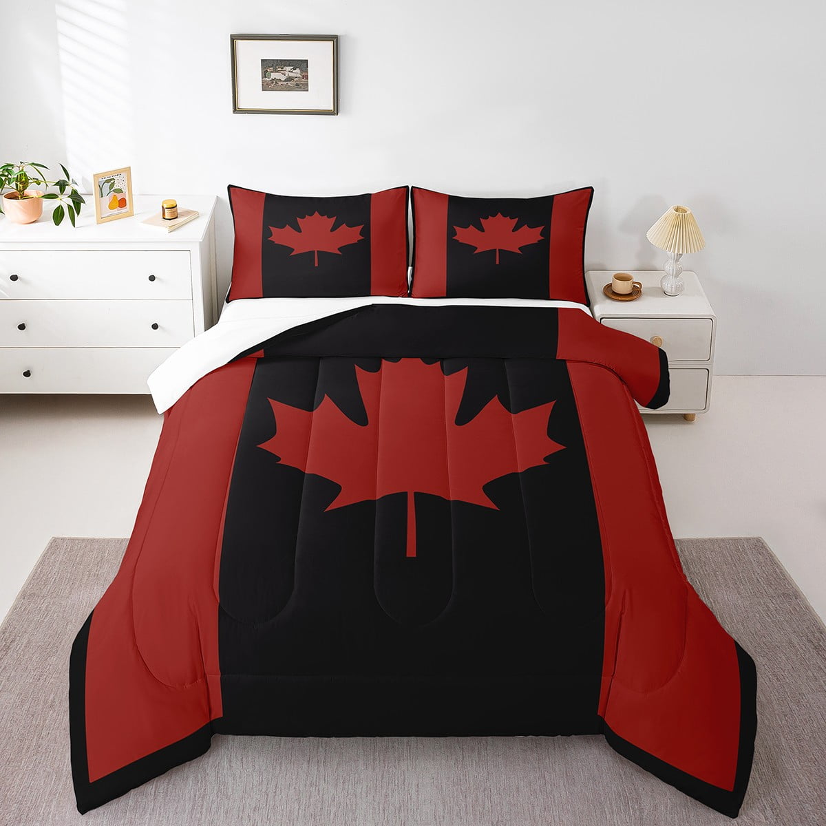 Erosebridal Red Maple Leaf Bedding Twin Comforter Set,Canadian Flag ...