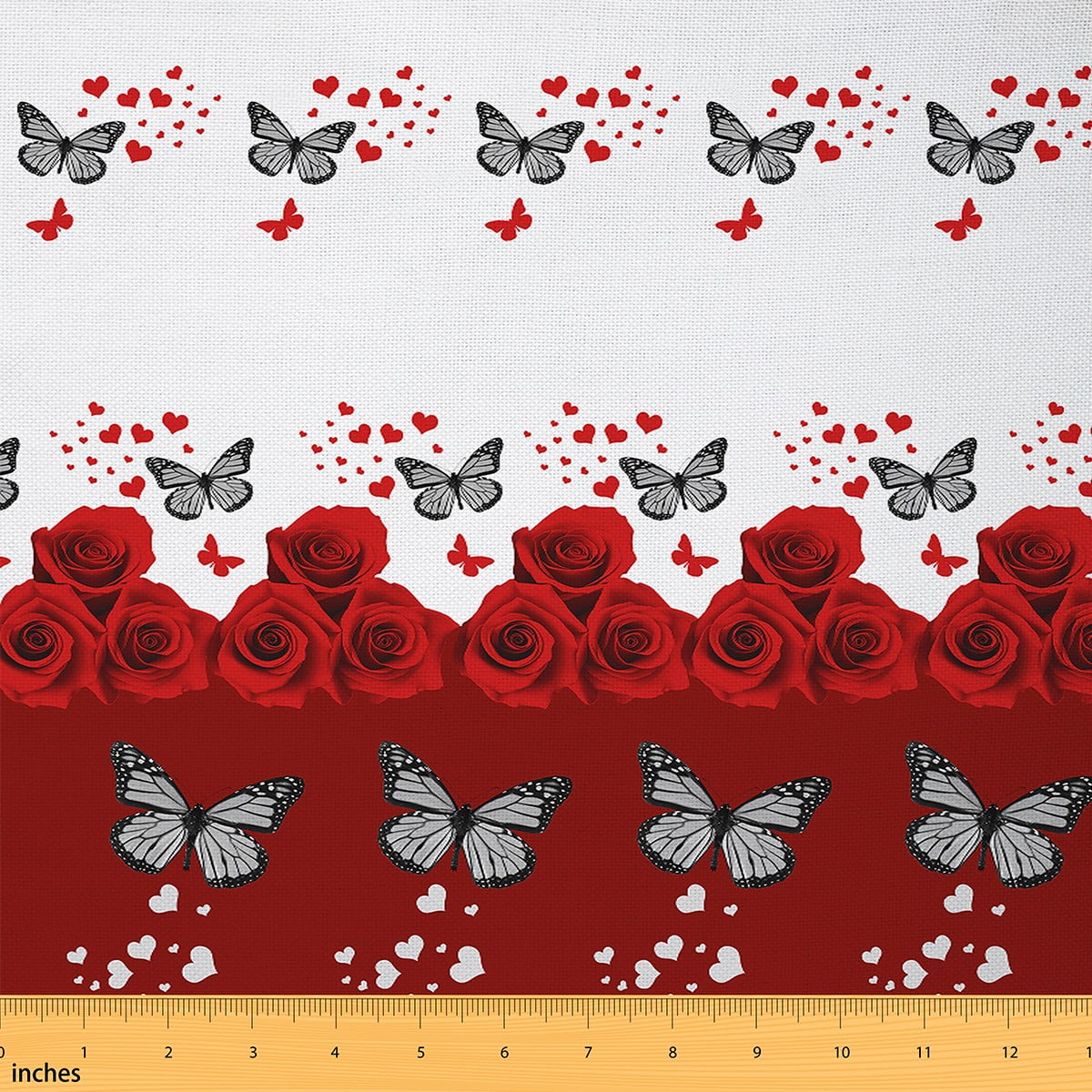 Erosebridal Red Rose Fabric By The Yard,Flying Butterflies Upholstery ...