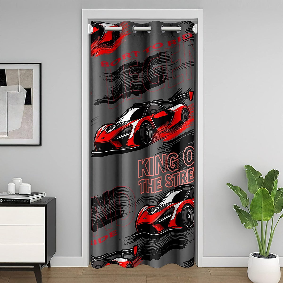 Erosebridal Red Sport Car Door Curtain Panel 80"x42",Racing Car Room ...