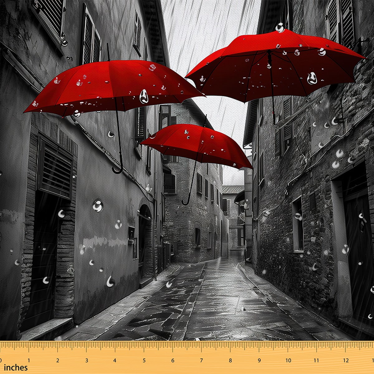 Erosebridal Red Umbrella Fabric By The Yard, Gray Modern Simple Theme ...