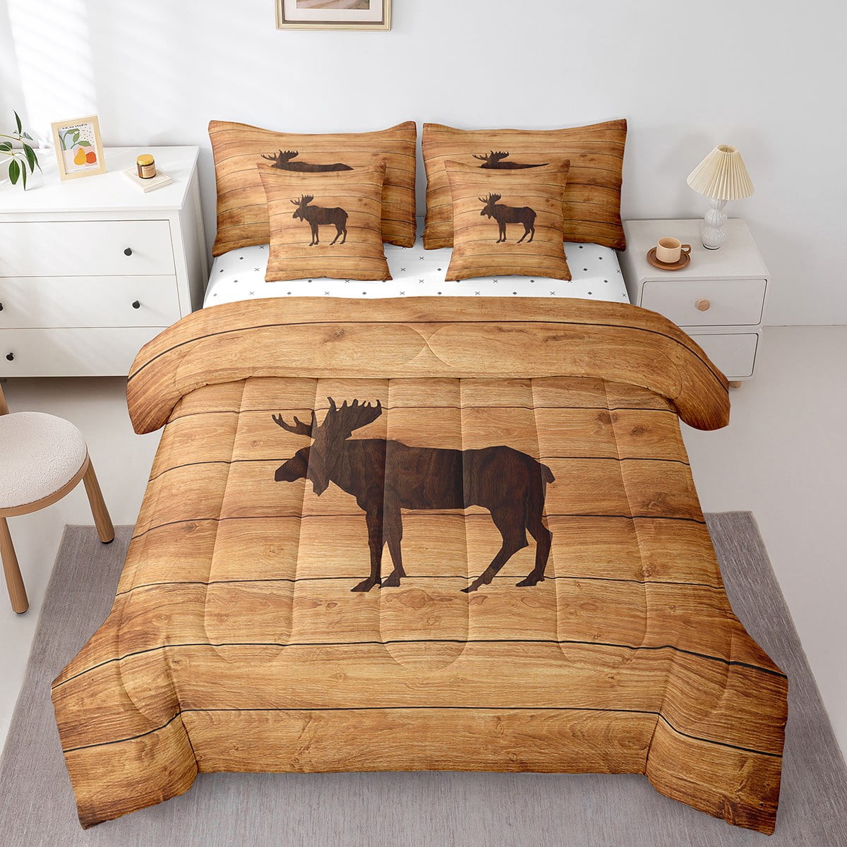 Erosebridal Reindeer Elk Bed in a Bag King size, Rustic Farmhouse ...