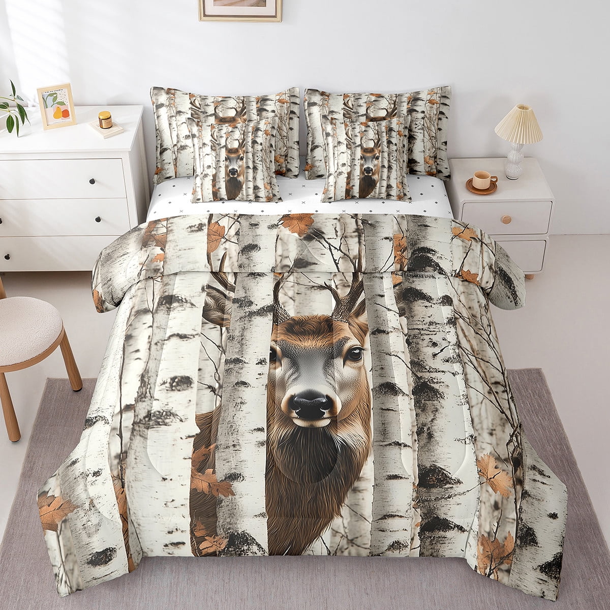 Erosebridal Reindeer Elk Bed in a Bag King size, Rustic Animal Bed Set ...