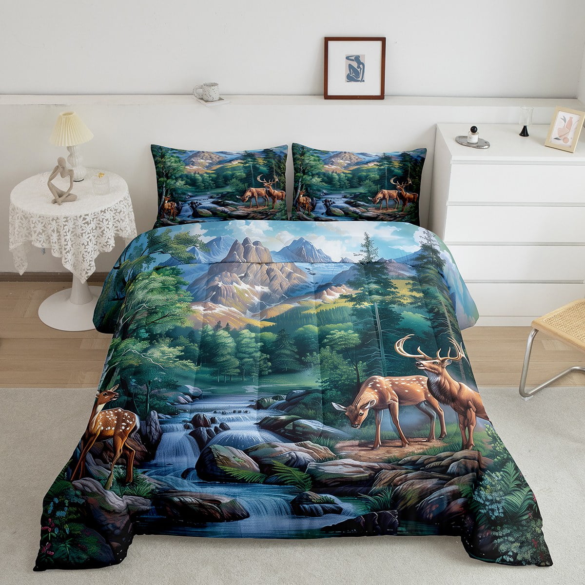Erosebridal Reindeer Elk Bedding Full Comforter Set, Rustic Wildlife ...