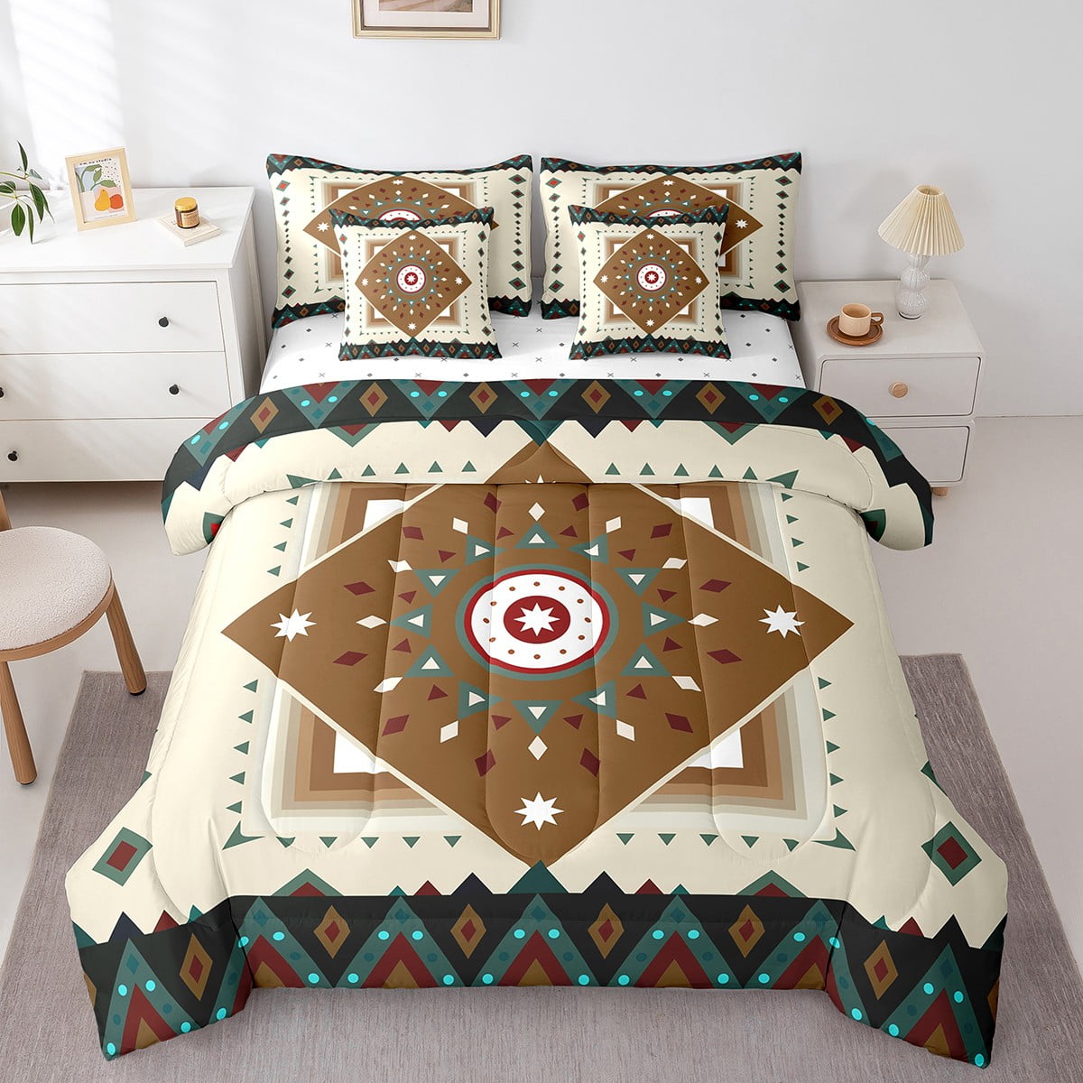 Erosebridal Retro Aztec Bed in a Bag Queen size, Western Boho Bed Set ...